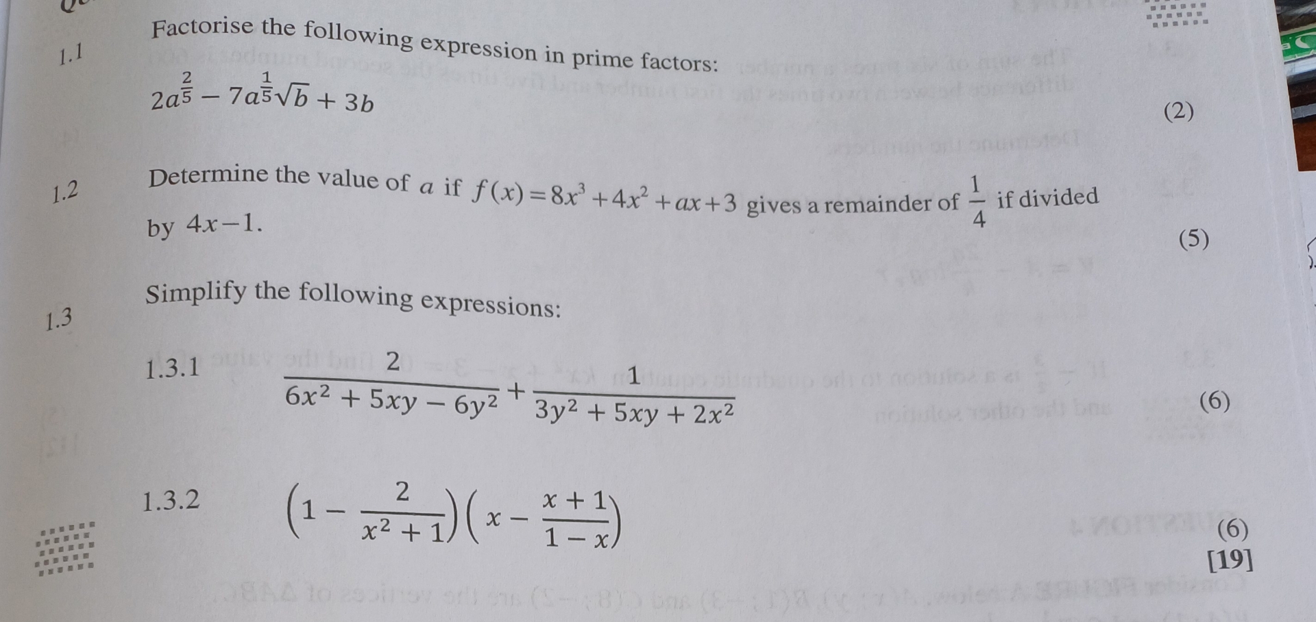 Solved 1.1 ﻿Factorise the following expression in prime | Chegg.com