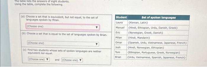 Solved The table lists the answers of eight students. Using | Chegg.com