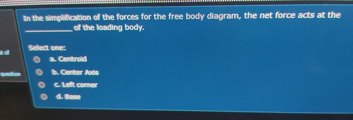 Solved In the simplification of the forces for the free body | Chegg.com