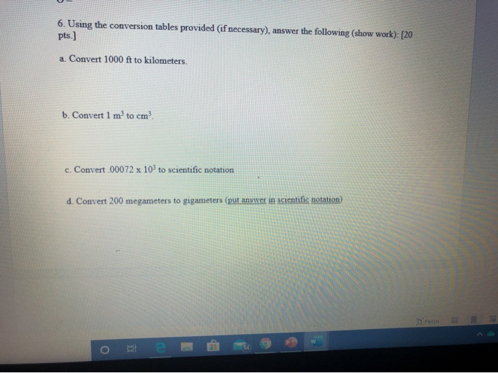 Solved 6. Using the conversion tables provided (if | Chegg.com