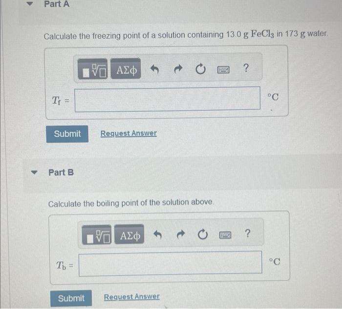 Solved Calculate the freezing point of a solution containing | Chegg.com