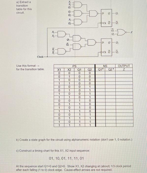 Solved a) Extract a transition table for this circuit. Use | Chegg.com