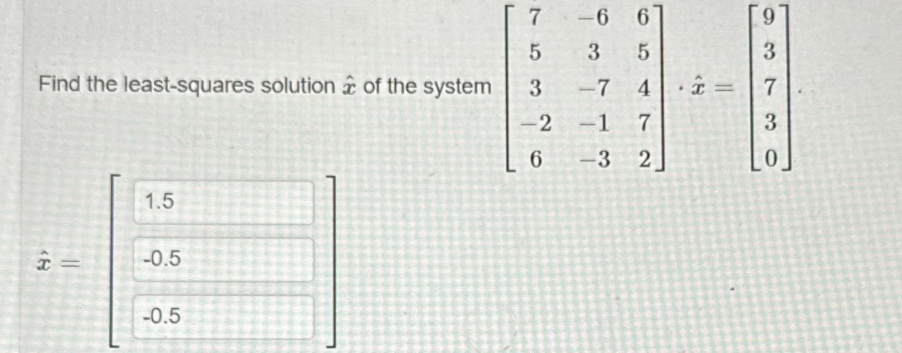 Solved Find the least-squares solution hat(x) ﻿of the system | Chegg.com