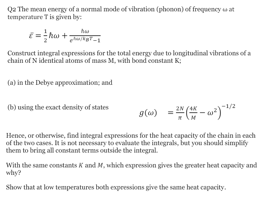 Solved Q2 ﻿The mean energy of a normal mode of vibration | Chegg.com