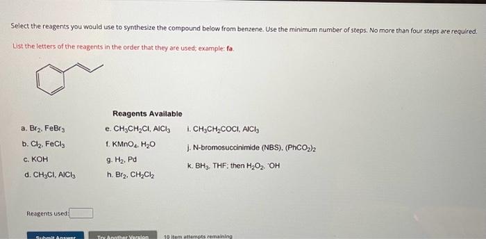 Solved a Identify the reagents represented by the letters | Chegg.com