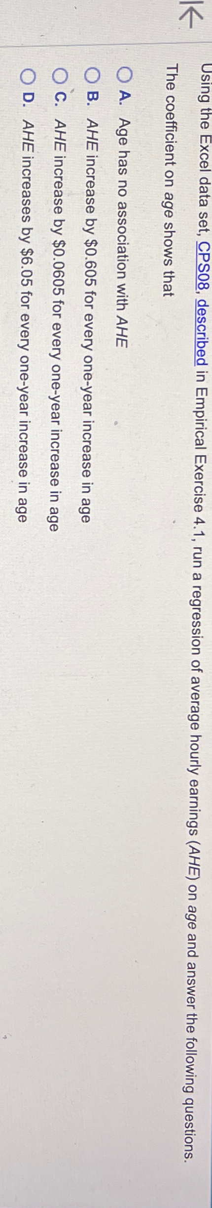 Solved Using the Excel data set, CPS08, ﻿described in | Chegg.com