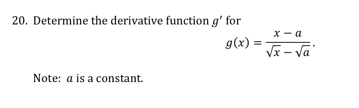Solved Determine the derivative function g' | Chegg.com
