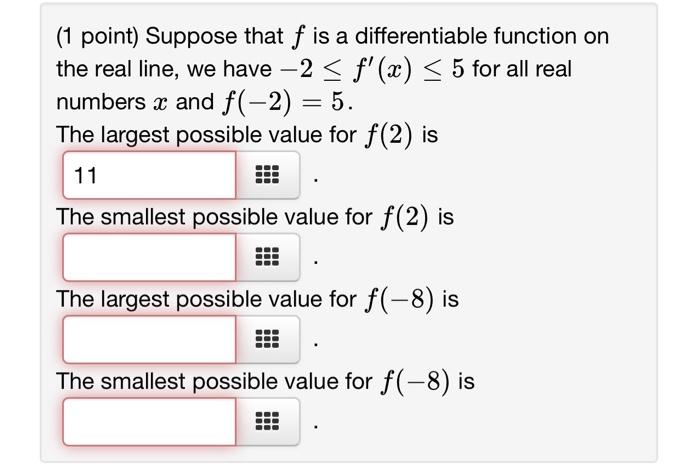 Solved (1 point) Suppose that f is a differentiable function | Chegg.com