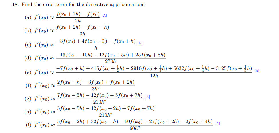 Solved Find the error term for the derivative approximation: | Chegg.com