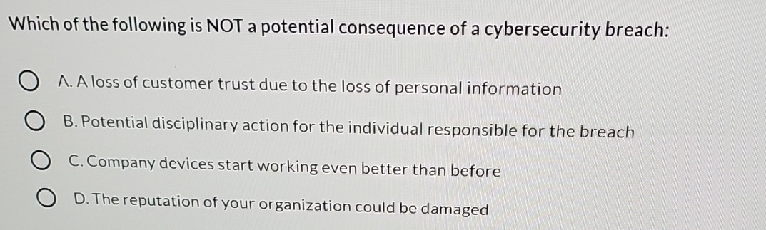 Which of the following is NOT a potential consequence | Chegg.com