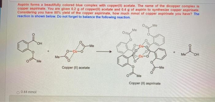 Solved Aspirin forms a beautifully colored blue complex with | Chegg.com