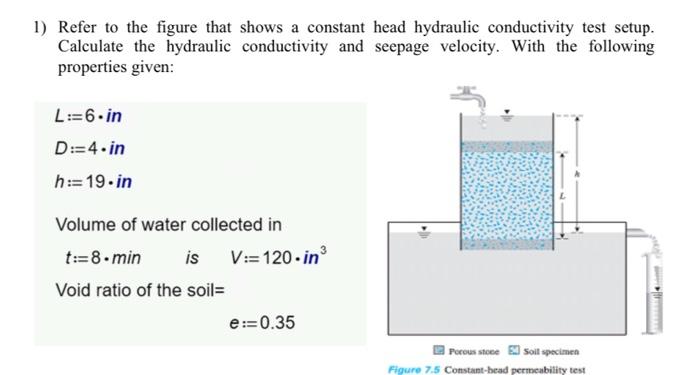 Solved 1) Refer to the figure that shows a constant head | Chegg.com