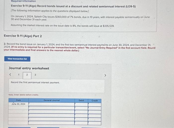 Solved Required information Exercise 9-11 (Algo) Record | Chegg.com