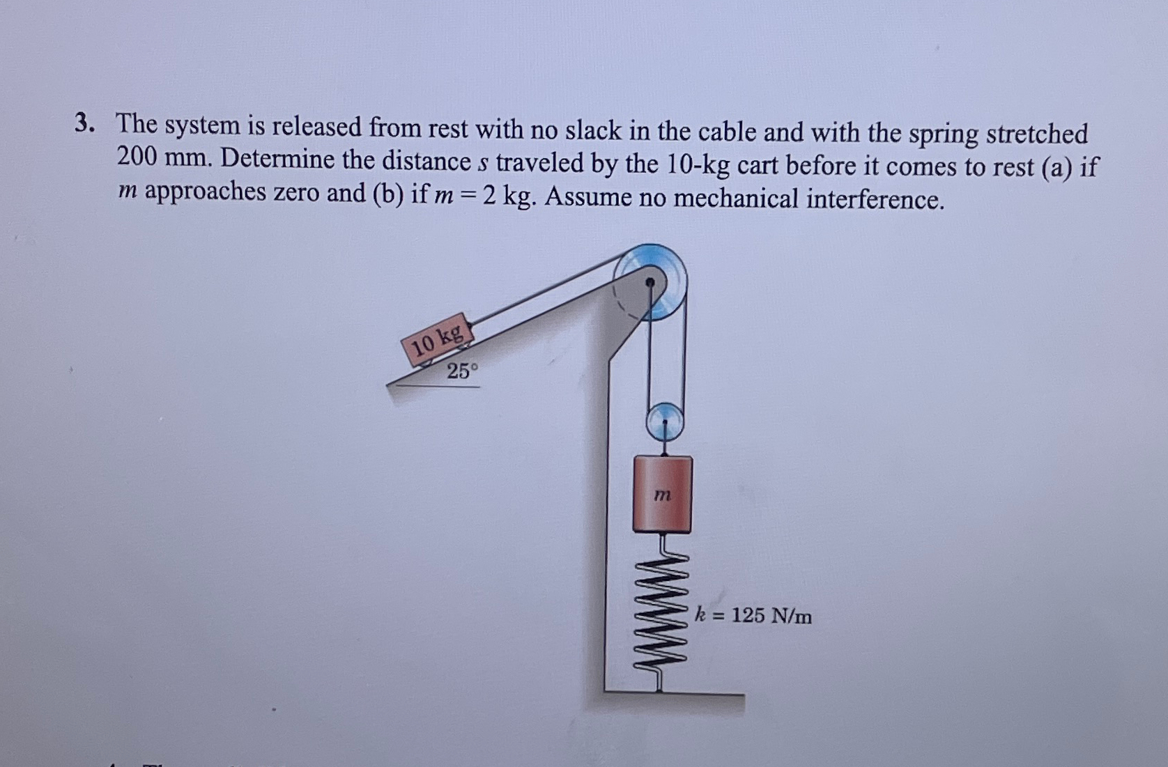 Solved The system is released from rest with no slack in the | Chegg.com
