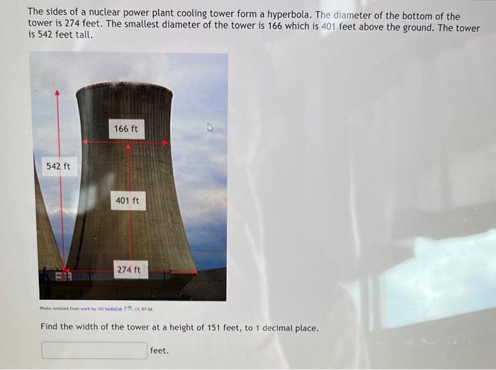Solved The sides of a nuclear power plant cooling tower form | Chegg.com