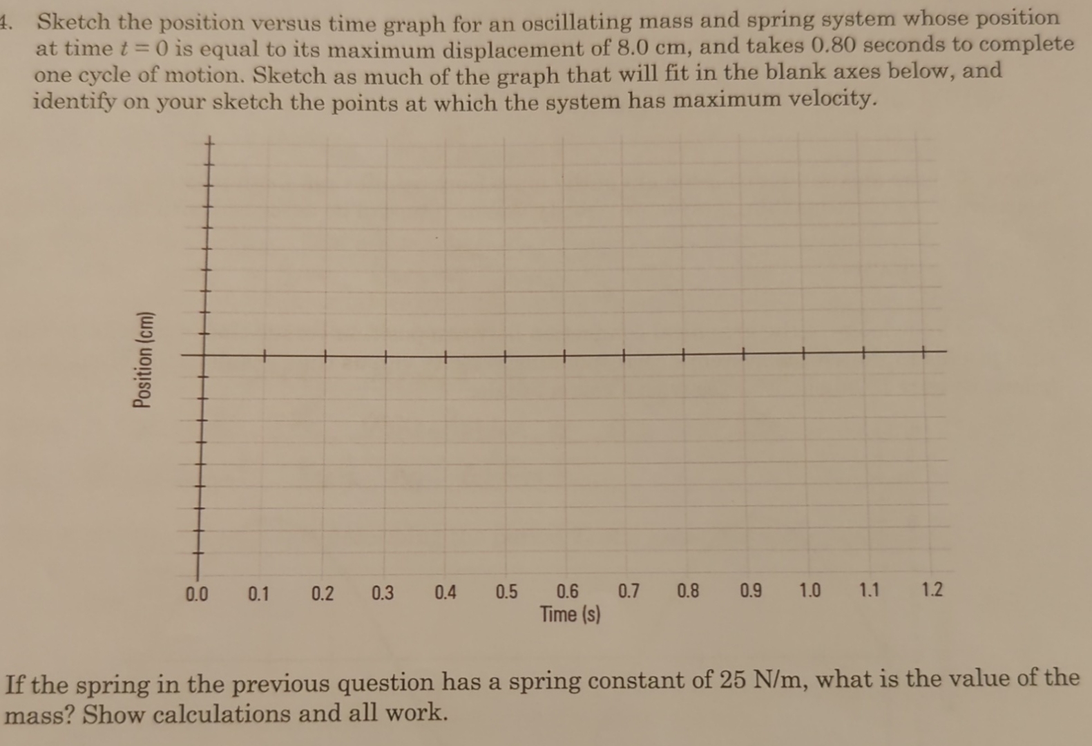 If the spring in the previous question has a spring | Chegg.com