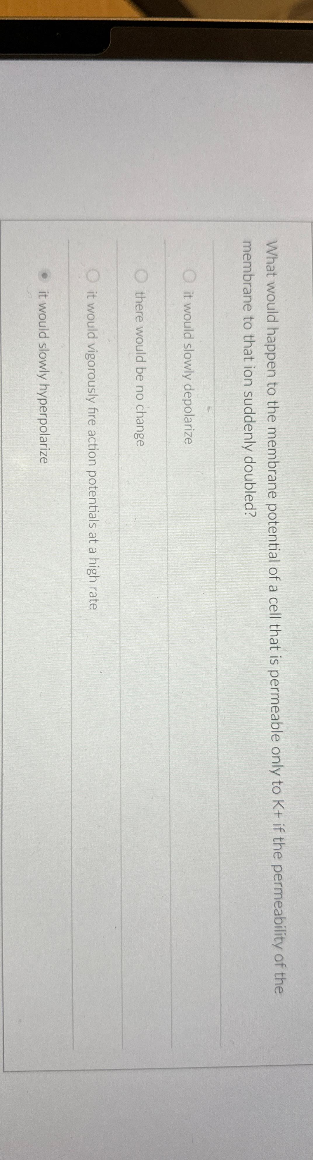 Solved What would happen to the membrane potential of a cell | Chegg.com