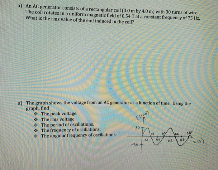 Solved a) An AC generator consists of a rectangular coil | Chegg.com
