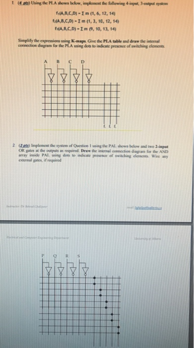 Solved 1 Using the PLA shown below, implement the following | Chegg.com