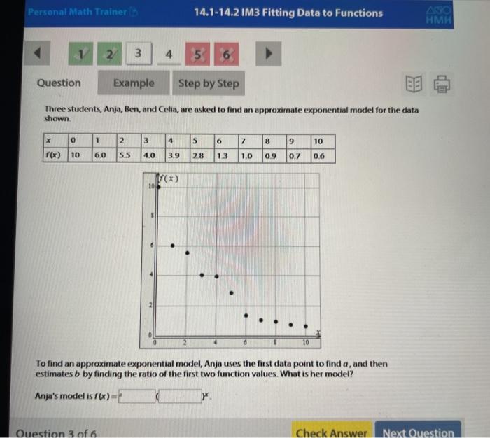 Solved Personal Math Trainer 14.1-14.2 IM3 Fitting Data to | Chegg.com
