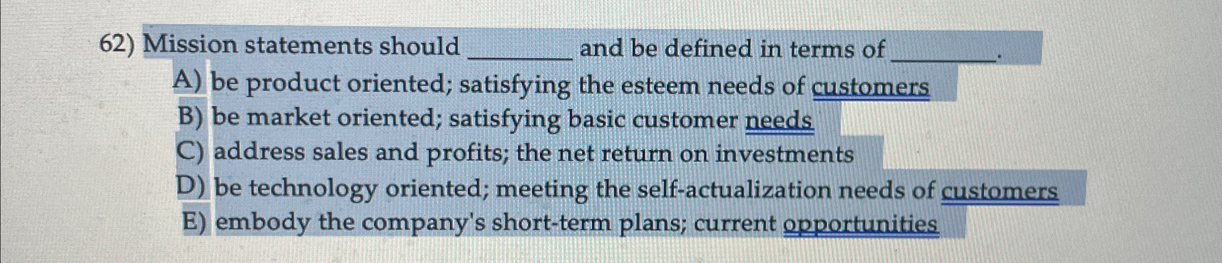 Solved Mission statements should ﻿and be defined in terms | Chegg.com