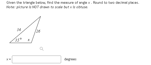 Solved Given the triangle below, find the measure of angle | Chegg.com