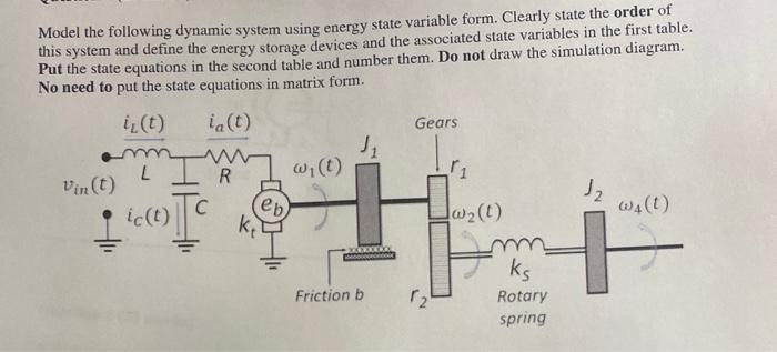 Solved Model the following dynamic system using energy state | Chegg.com