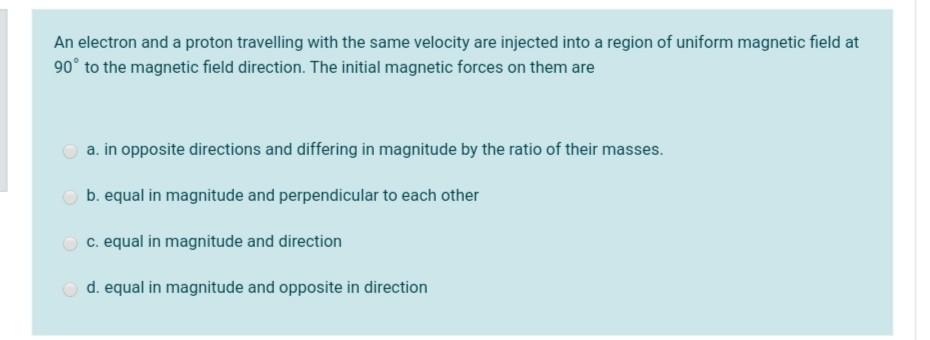 Solved An Electron And A Proton Travelling With The Same