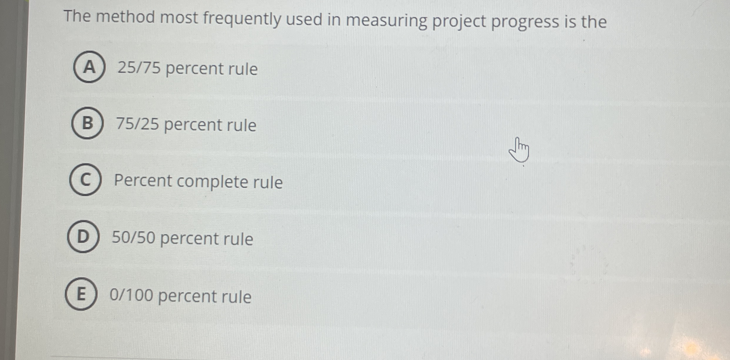 Solved The method most frequently used in measuring project | Chegg.com