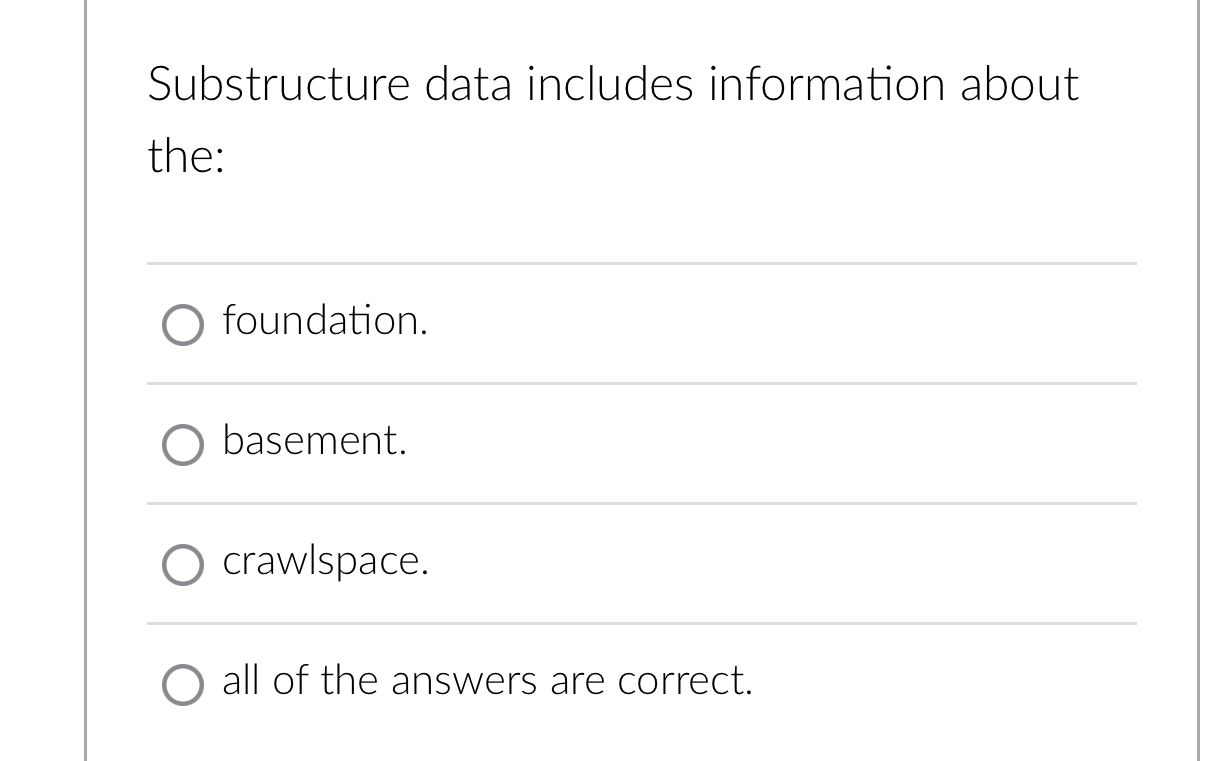 Solved Substructure data includes information about | Chegg.com