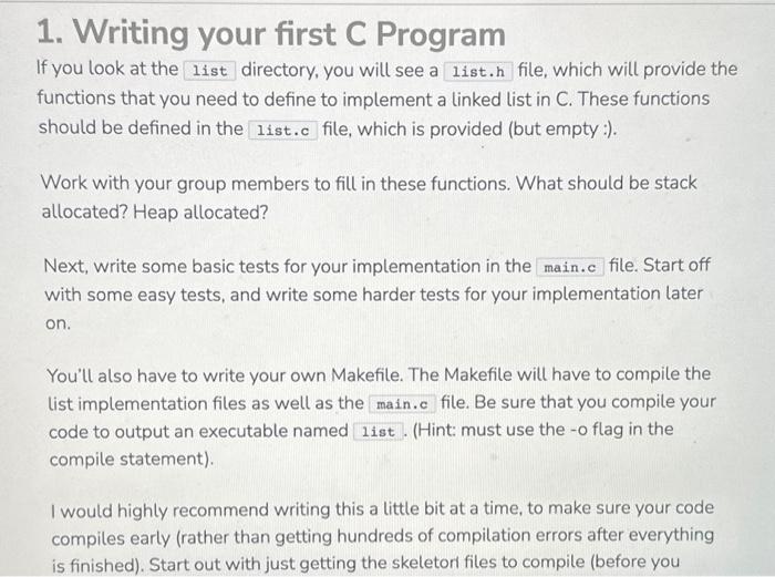 Solved 1 Writing Your First C Program If You Look At The