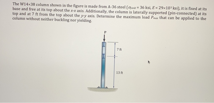 Solved The W14x38 column shown in the figure is made from | Chegg.com