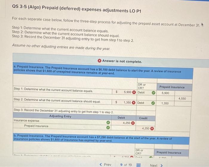 Solved QS 3-5 (Algo) Prepaid (deferred) expenses adjustments | Chegg.com