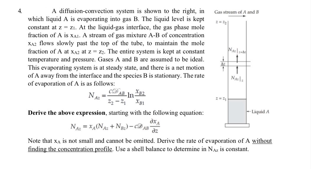 Solved A diffusion-convection system is shown to the right, | Chegg.com