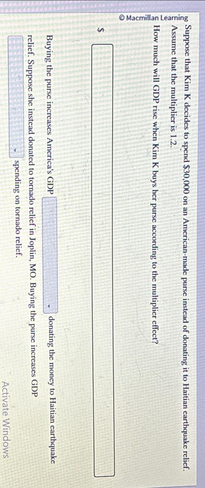 Solved Suppose that Kim K decides to spend $30,000 ﻿on an | Chegg.com