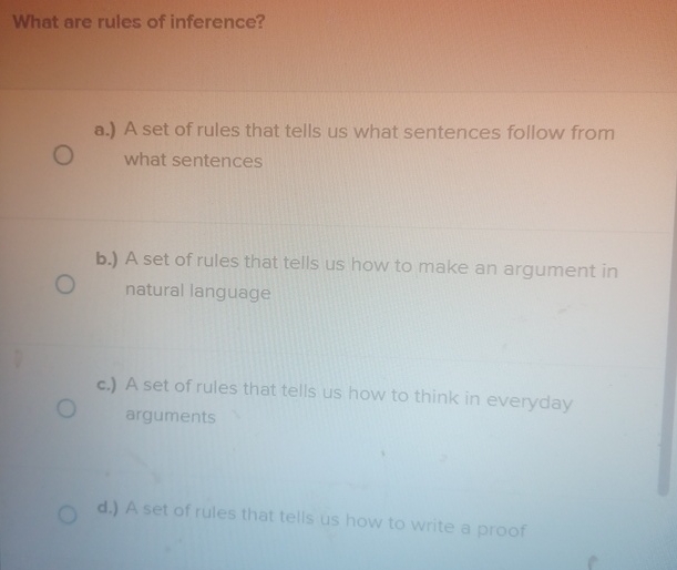 Solved What are rules of inference?a.) ﻿A set of rules that | Chegg.com