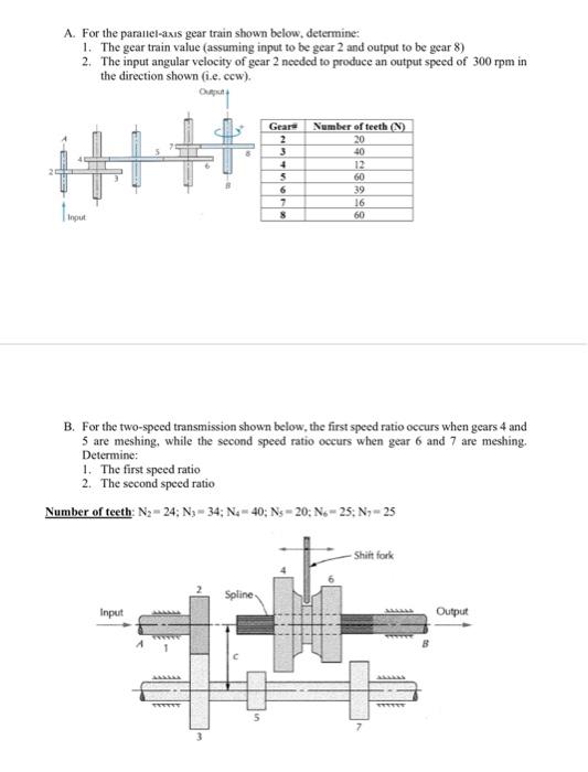 Solved A. For the parallel-axis gear train shown below, | Chegg.com