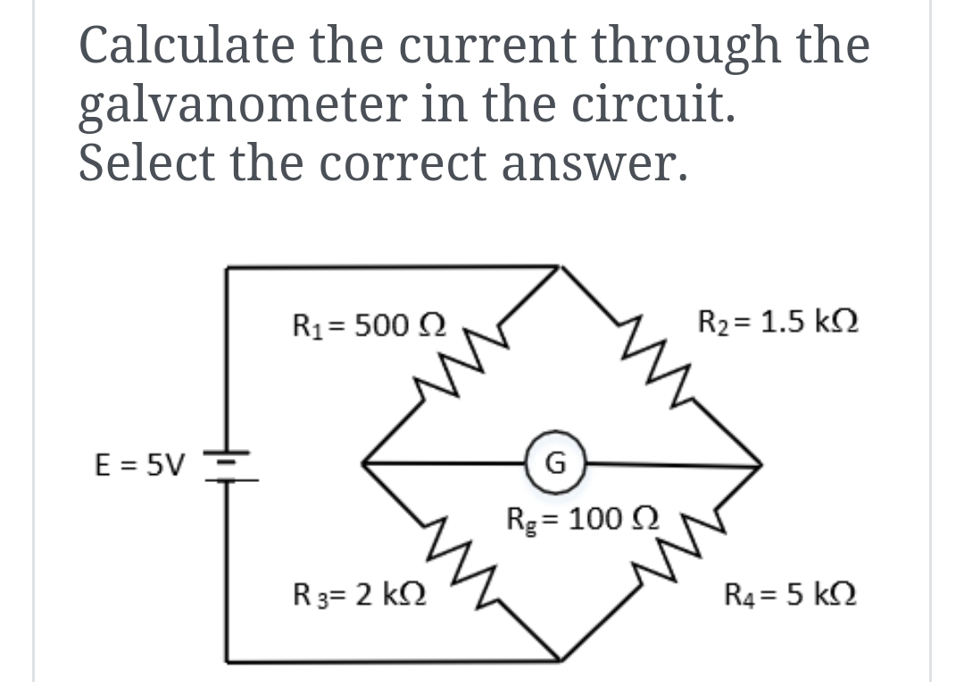 Solved Calculate The Current Through The Galvanometer In The