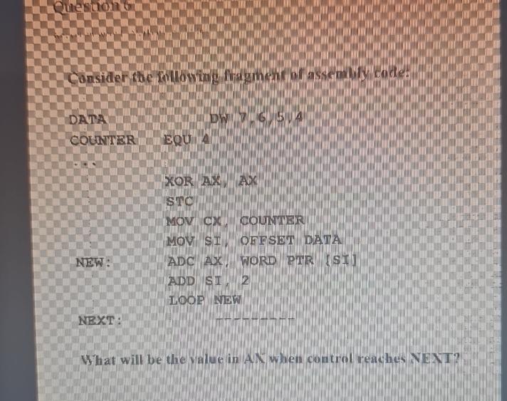 Solved Consider the rollowing fragment of assembly | Chegg.com