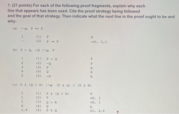 For each of the following proof fragments, explain | Chegg.com