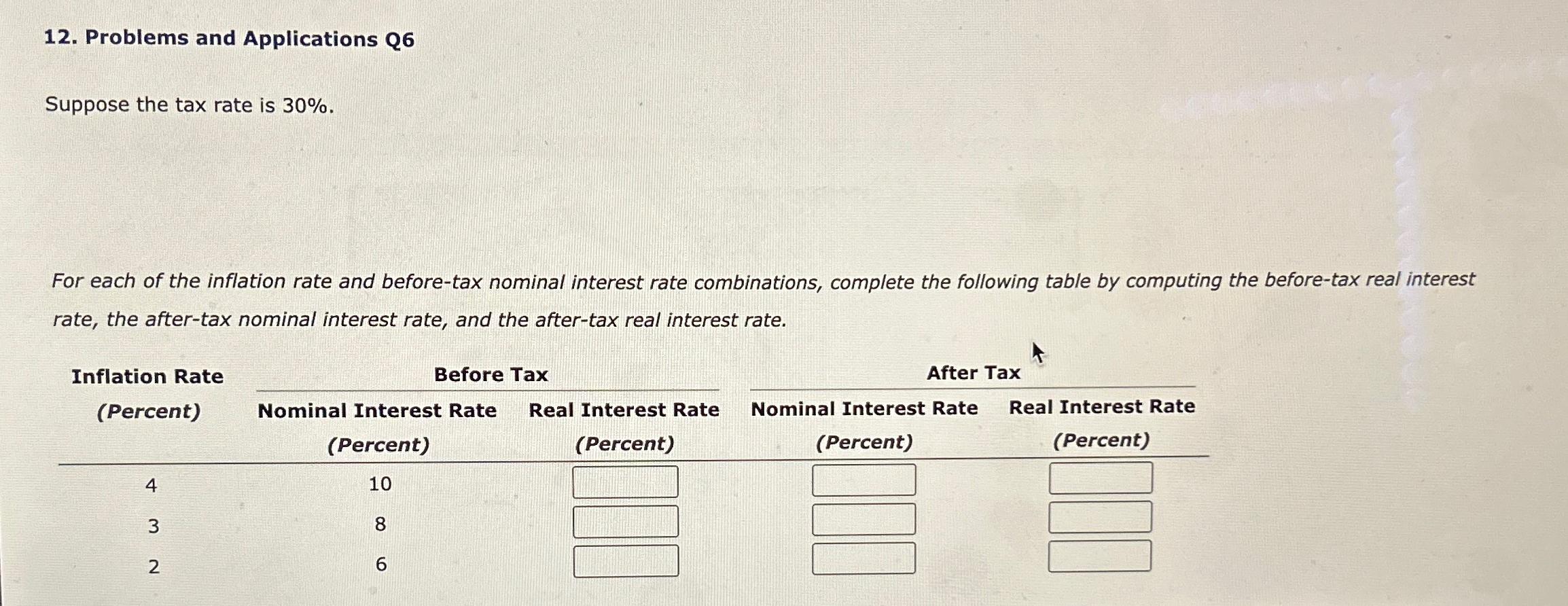 Solved Problems and Applications Q6Suppose the tax rate is | Chegg.com