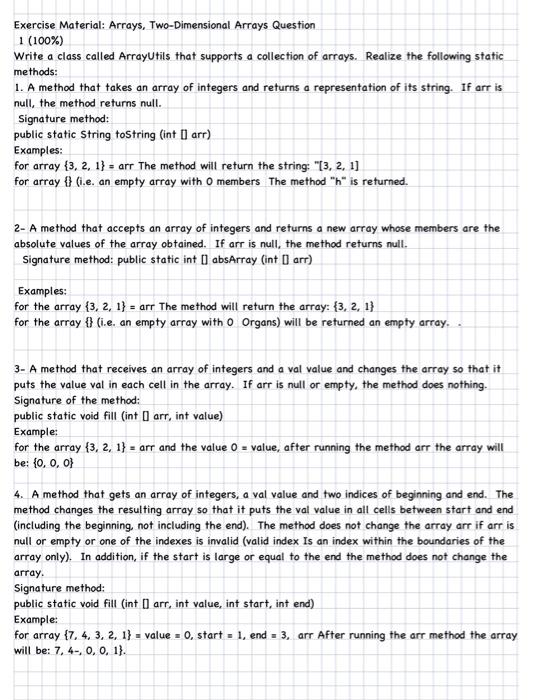 Solved Exercise Material: Arrays, Two-Dimensional Arrays | Chegg.com