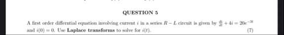 Solved Question 5a First Order Differntial Equation 3381