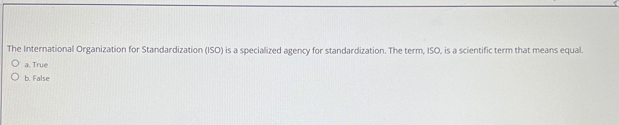 Solved The International Organization for Standardization | Chegg.com