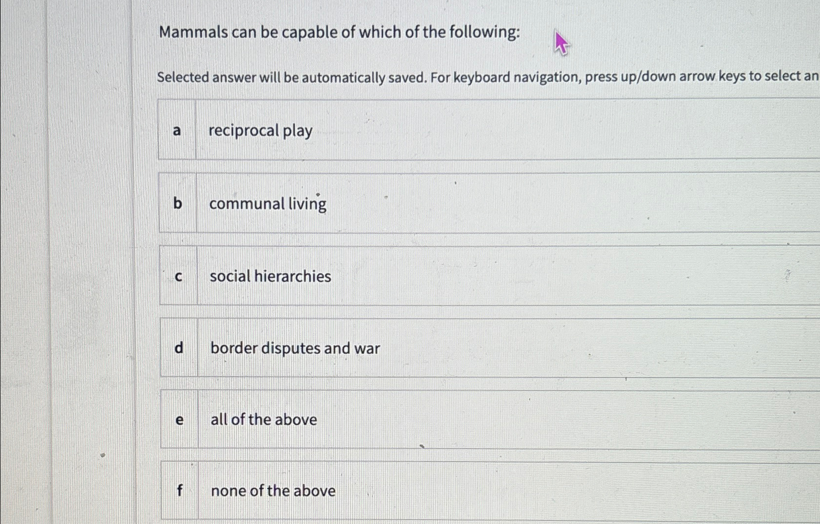 Solved Mammals can be capable of which of the | Chegg.com