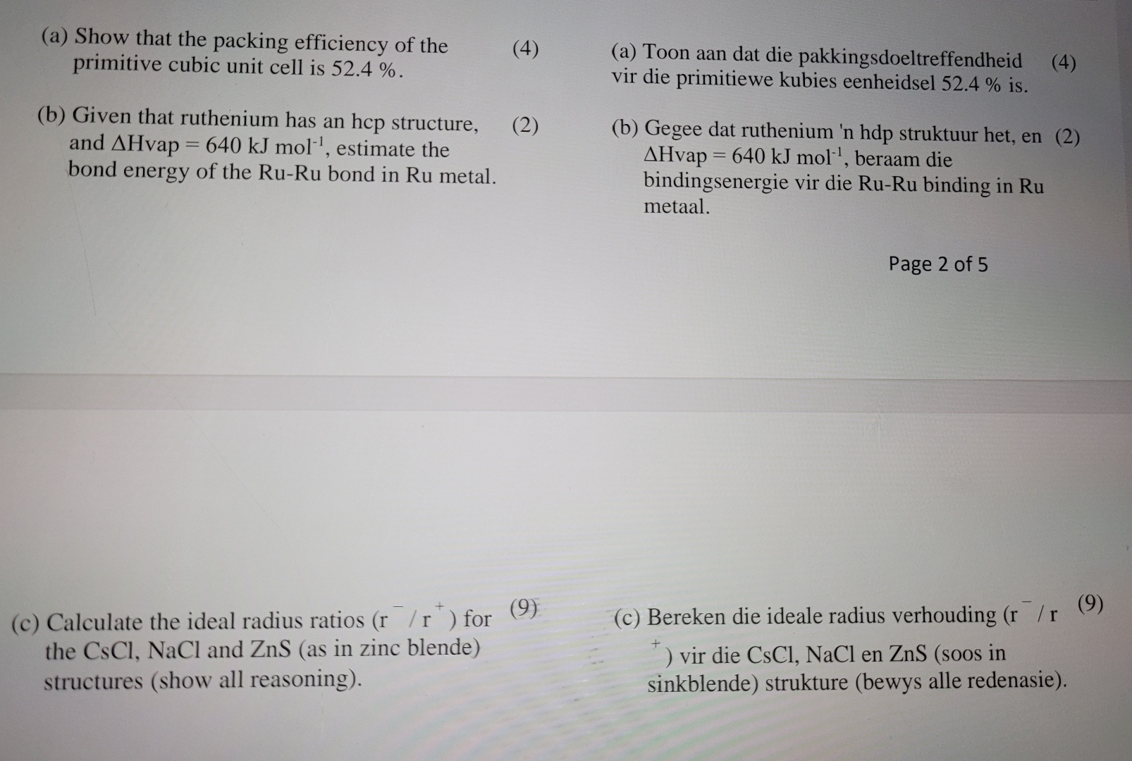Solved (a) ﻿Show that the packing efficiency of the | Chegg.com