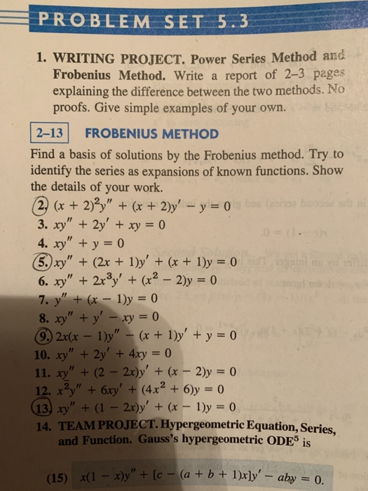 Solved PROBLEM SET 5.3 1. WRITING PROJECT. Power Series | Chegg.com