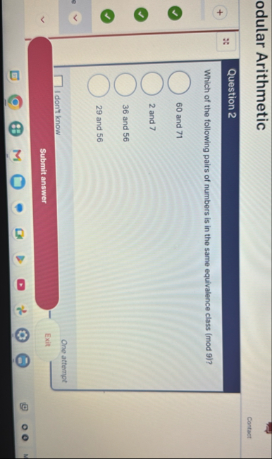 Solved odular ArithmeticContactQuestion 2Which of the | Chegg.com