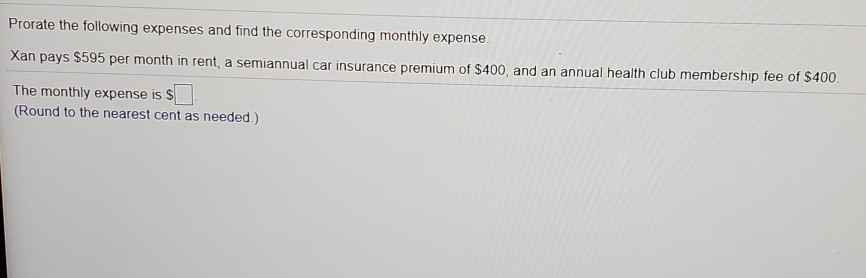 Solved Prorate the following expenses and find the | Chegg.com