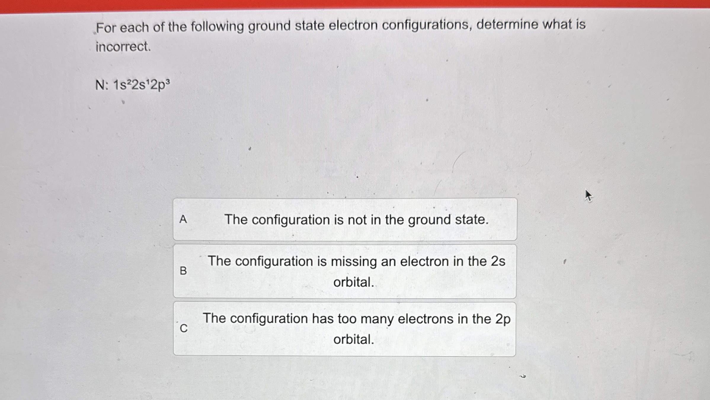 Solved For each of the following ground state electron | Chegg.com